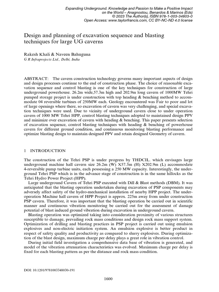 Design and Planning of Excavation Sequence and Bla | PDF | Rock (Geology)