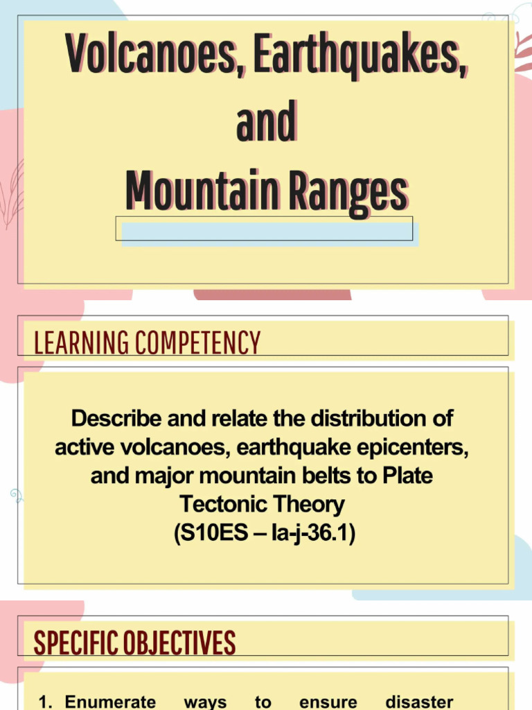 Lesson 1 - Volacnoes, Earthquakes and Mountain Ranges | PDF