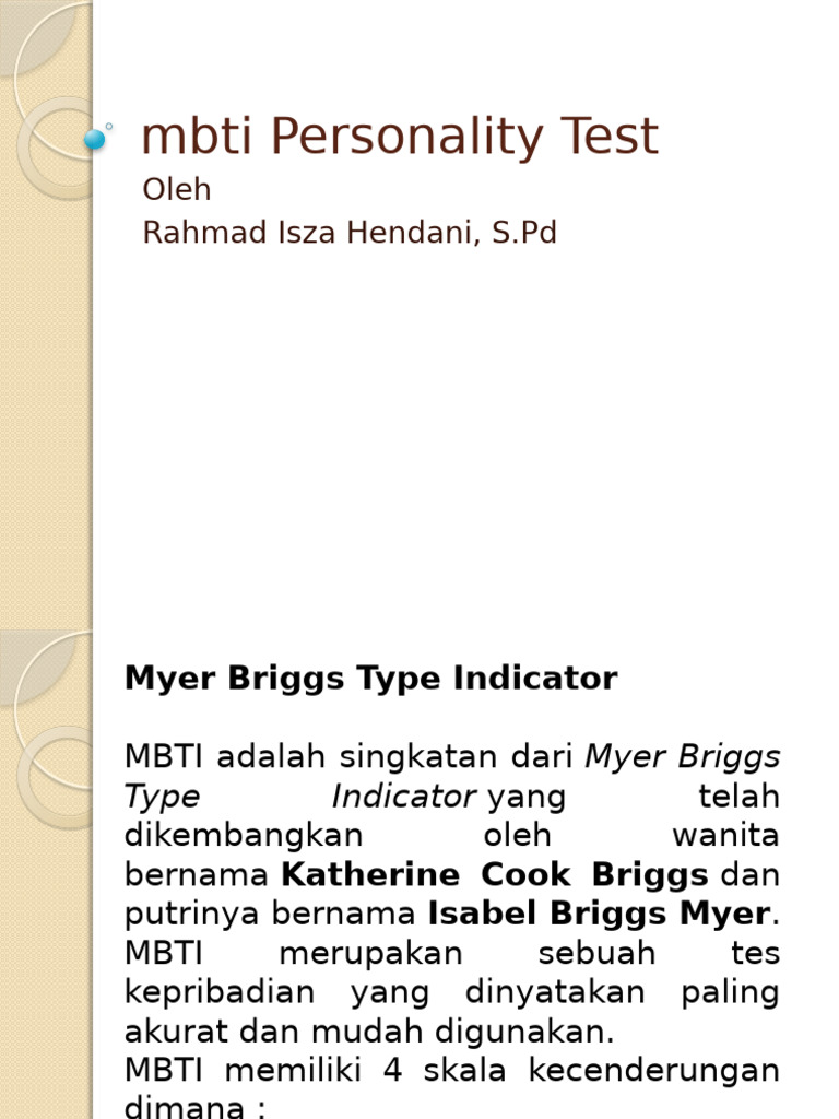 Mbti Personality Test | PDF