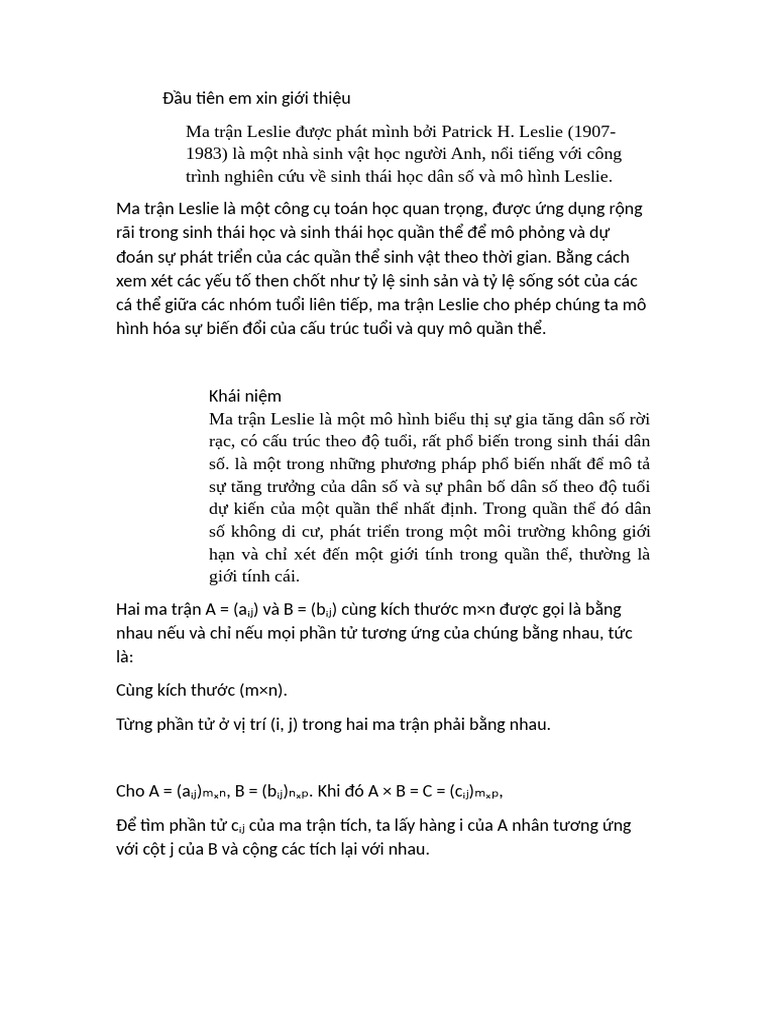 Ma Trận Leslie | PDF