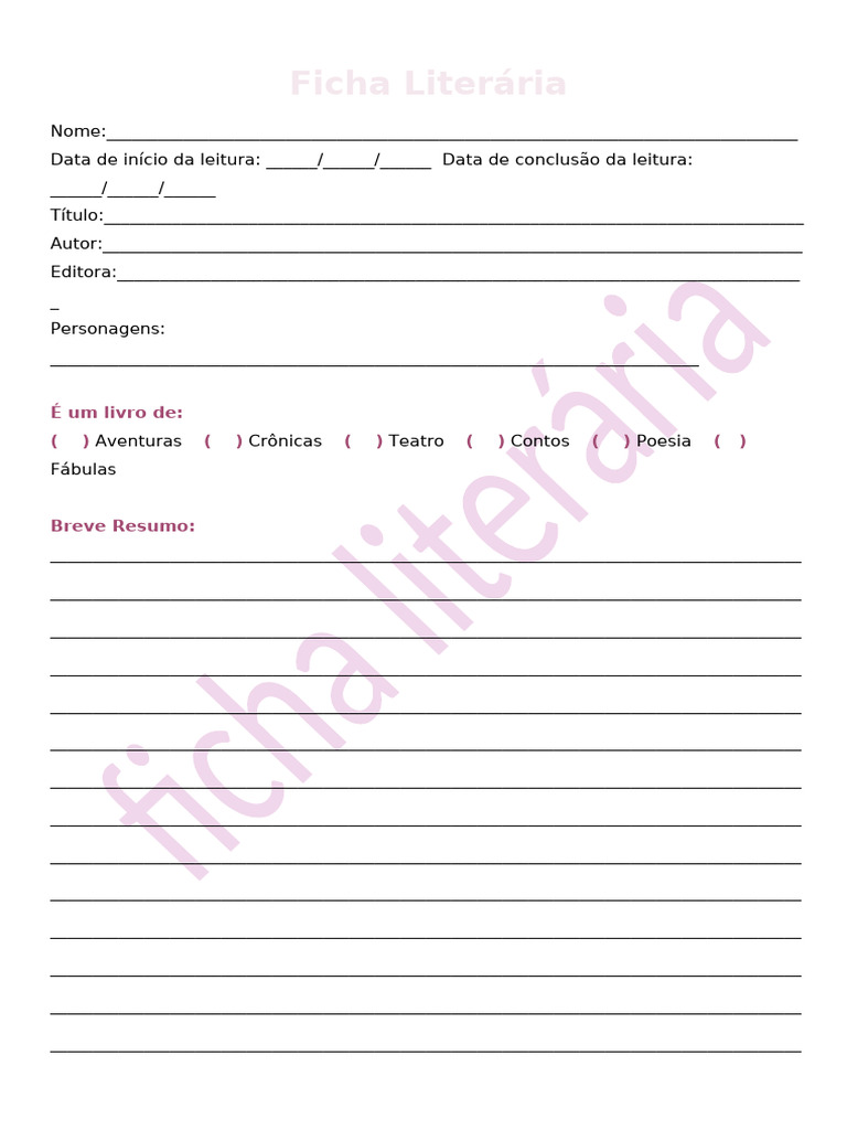 Ficha Literária - Key | PDF