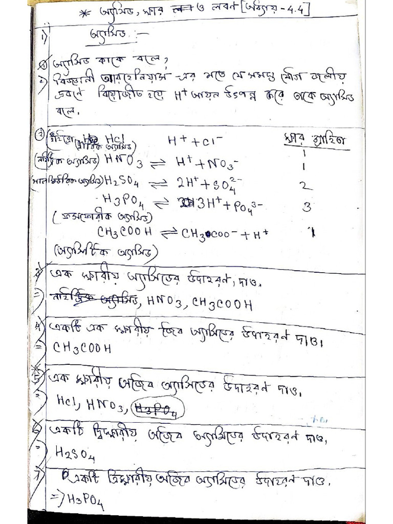 Chemistry Acid, Alkali and Salt Notes Sandip Dey | PDF