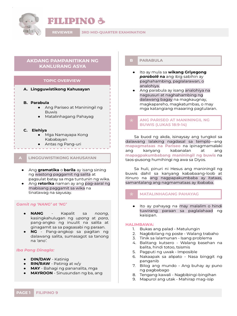 Reviewer Filipino | PDF