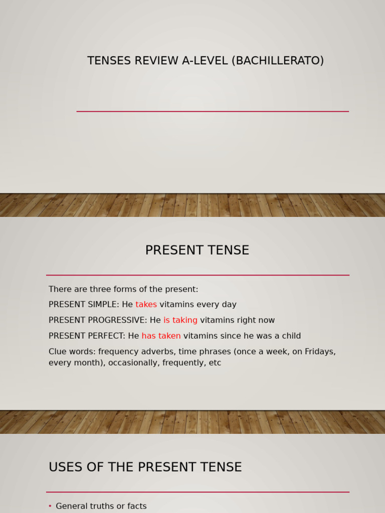 Tenses Review A-Level (Bachillerato) | PDF | Grammatical Tense ...