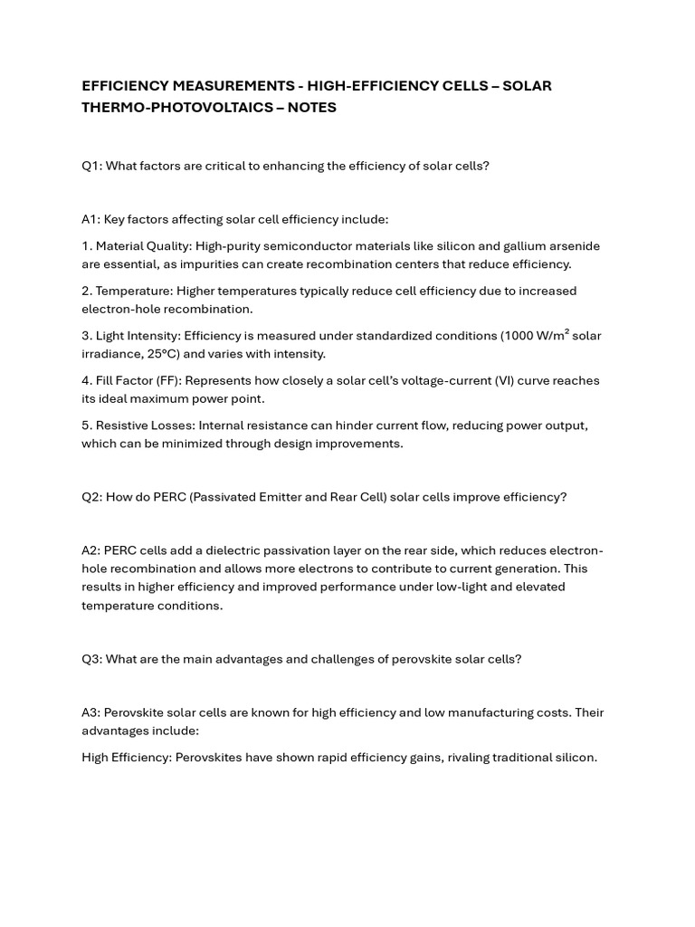 Efficiency Measurements - High-Efficiency Cells - Solar - Thermo ...