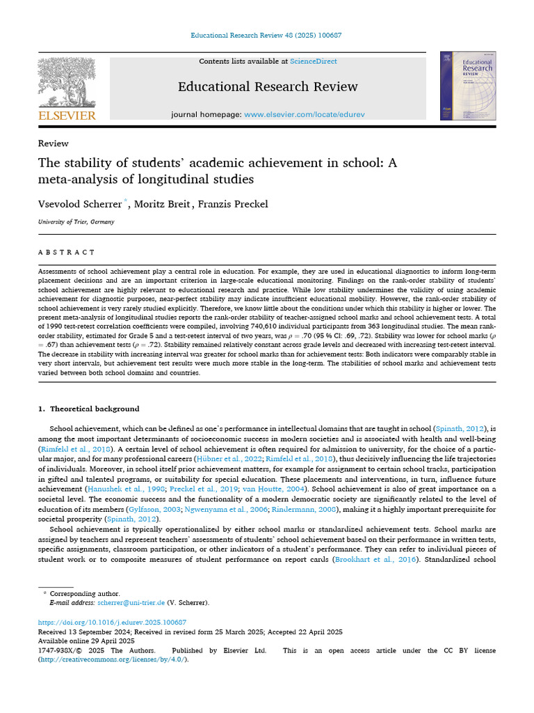 Stability of School Achievement Metrics | PDF | Categorical Variable ...