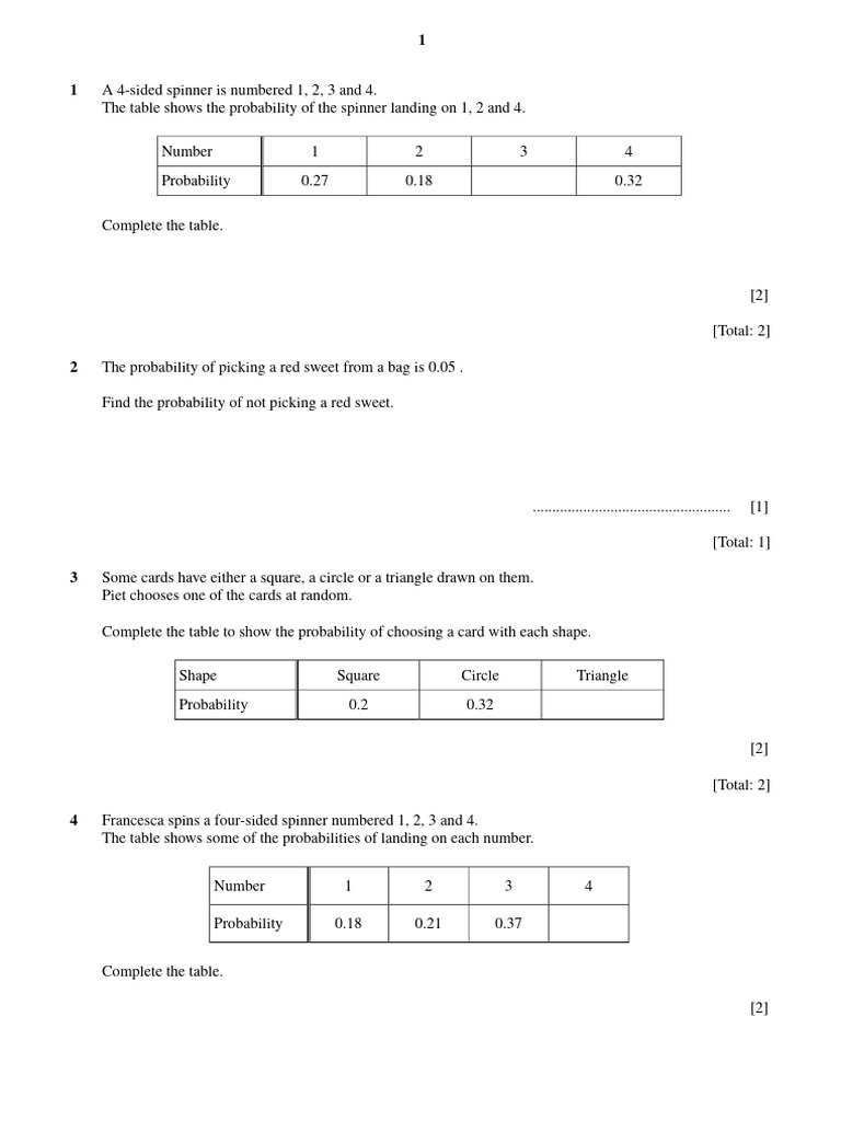Y9 Probability and Statistics - Questions | PDF