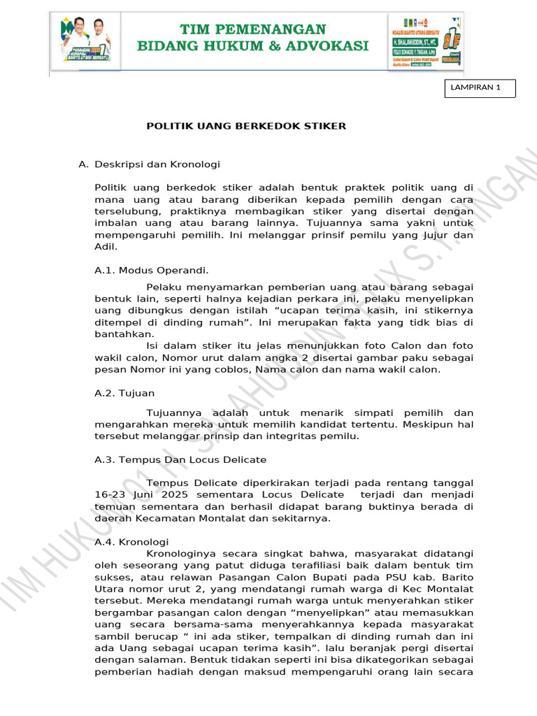 Politik Uang Berkedok Stiker Lampiran | PDF