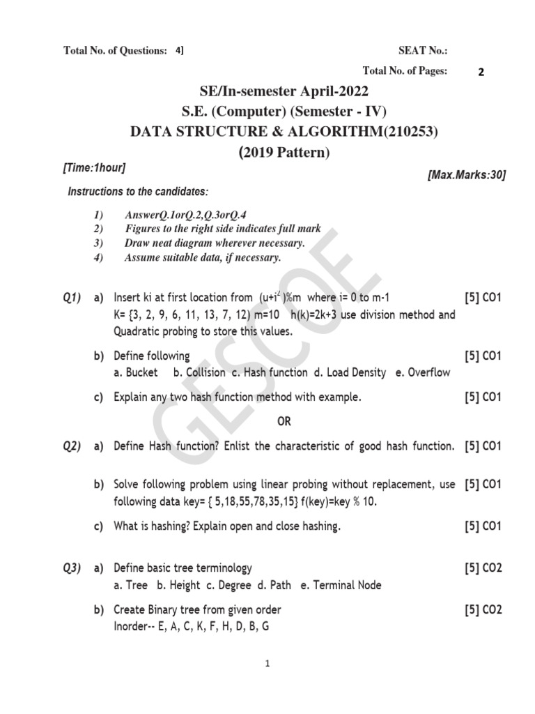 April_2022_DSA_InSem_Solution | PDF | Algorithms | Algorithms And Data Structures