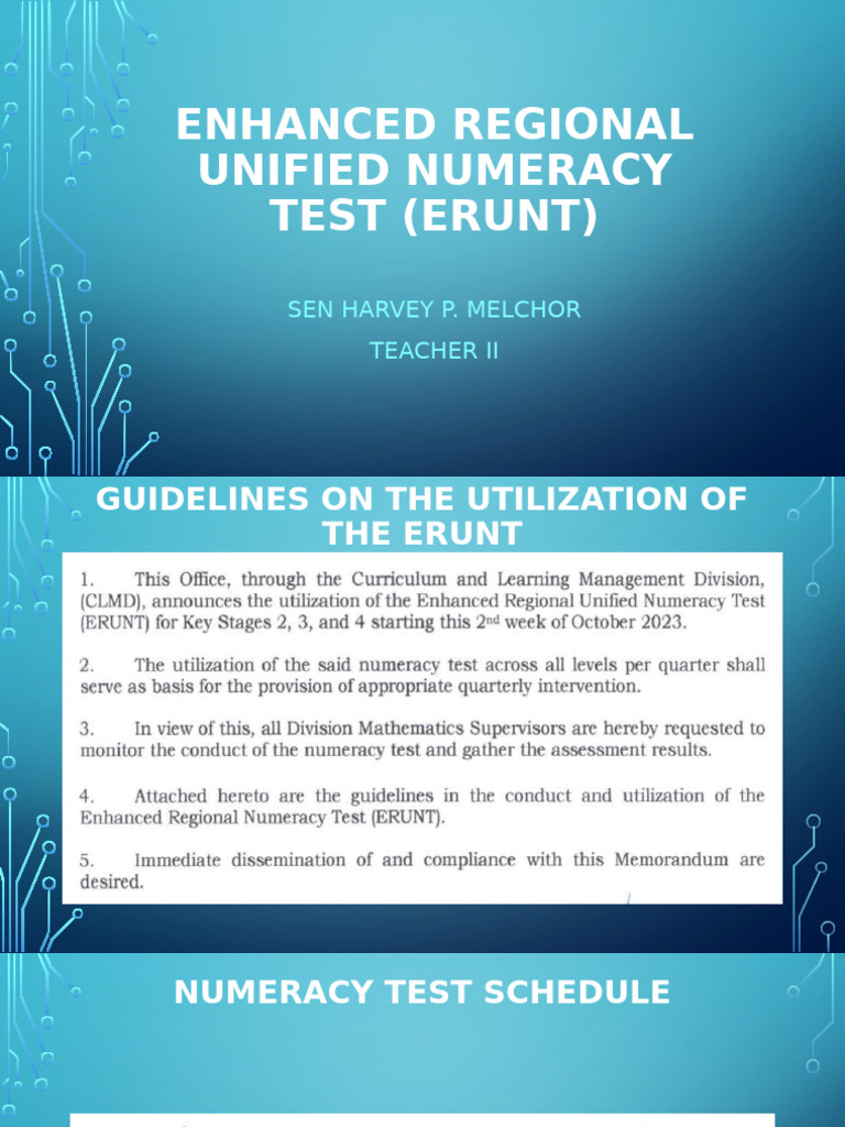 Enhanced Regional Unified Numeracy Test (Erunt) | PDF