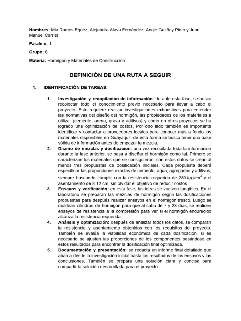 Definición de Una Ruta A Seguir G6 | PDF | Hormigón