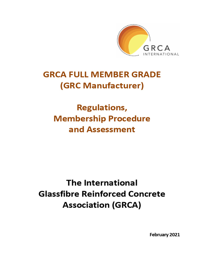 GRCA Full Member Regulations | PDF | Concrete | Fiberglass