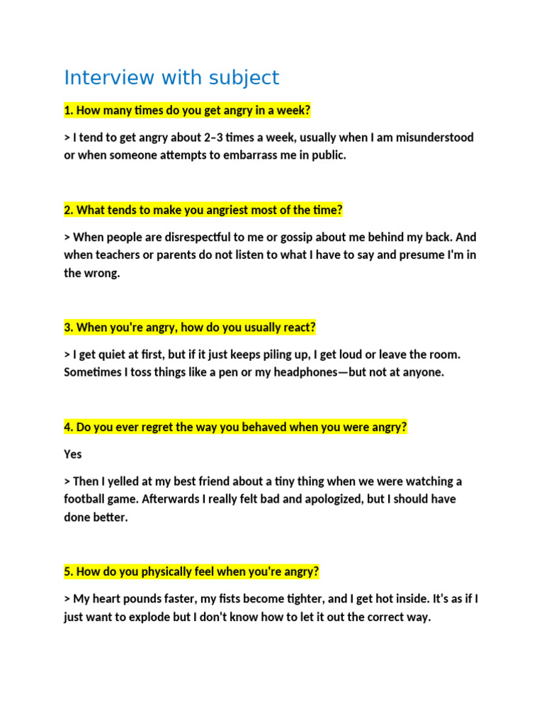 Interview With Subject | PDF