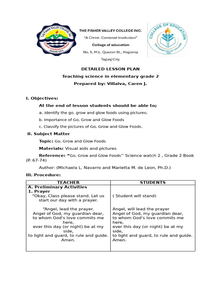 Detailed Lesson Plan in Science g2 | PDF | Foods | Vitamin