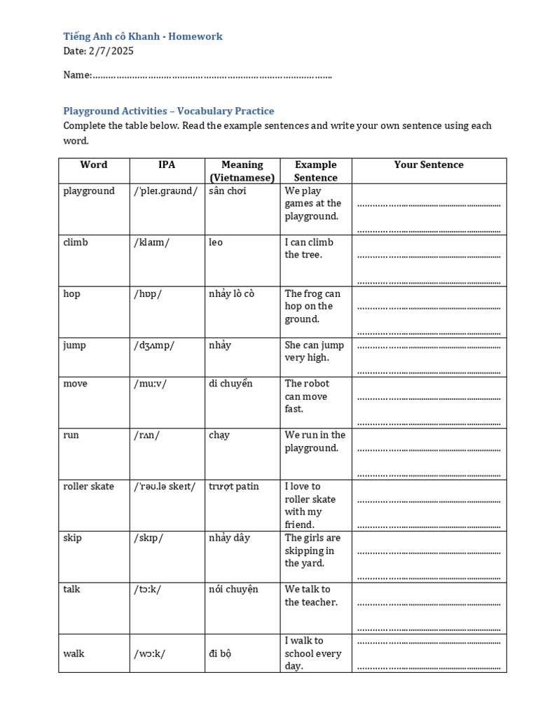 1.7 FFM U1 - Vocabulary Homework | PDF