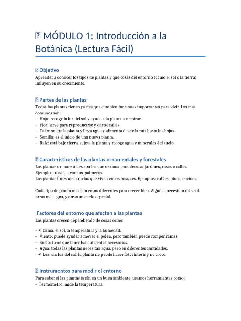 Modulo1 LecturaFacil Botanica | PDF