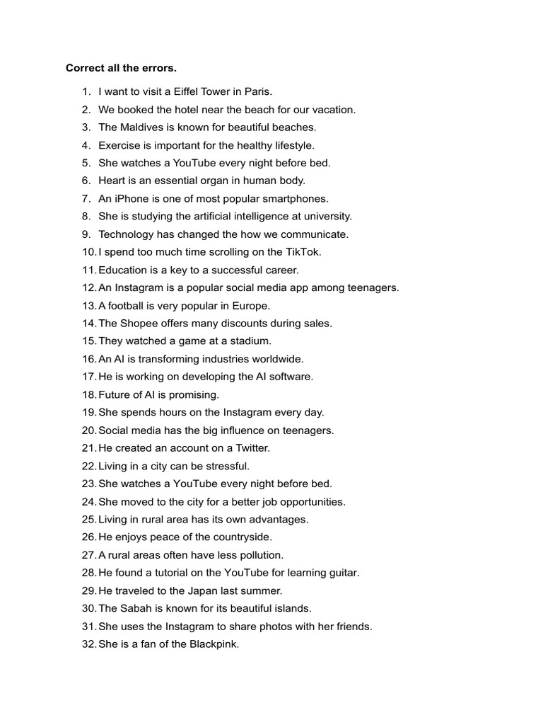 Articles Error Correction 1 | PDF