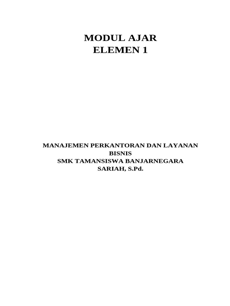 Modul Ajar Elemen 1 M.mplb New | PDF