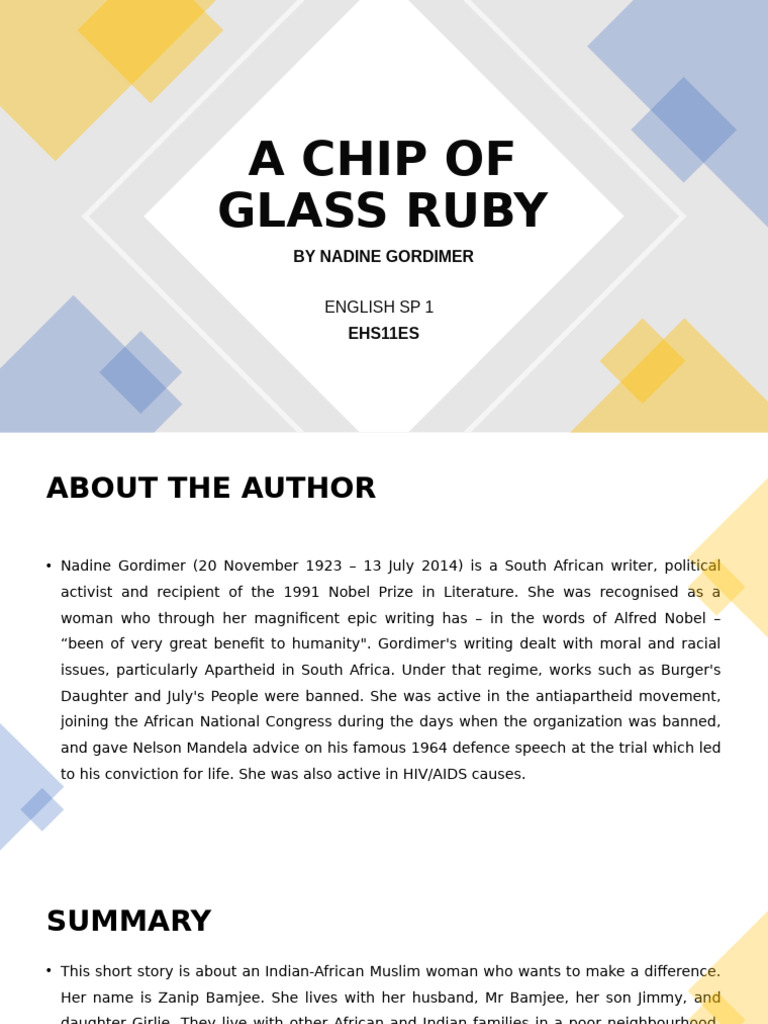 A Chip of Glass Ruby - Nadine Gordimer | PDF