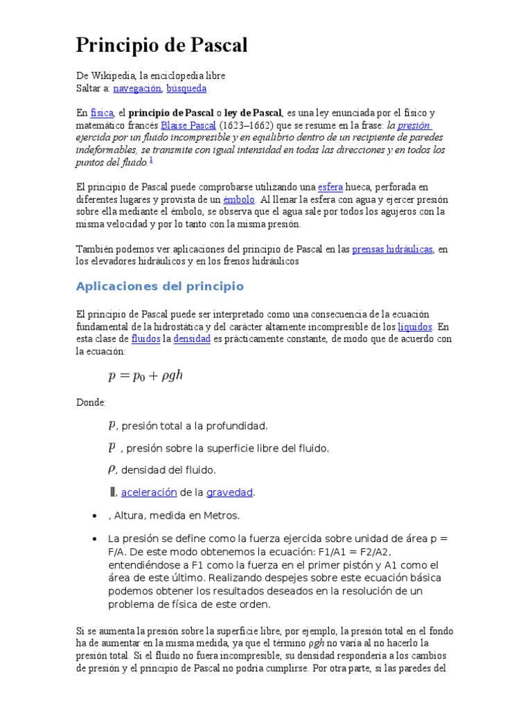 Principio de Pascal | PDF | Gases | Fases de la materia
