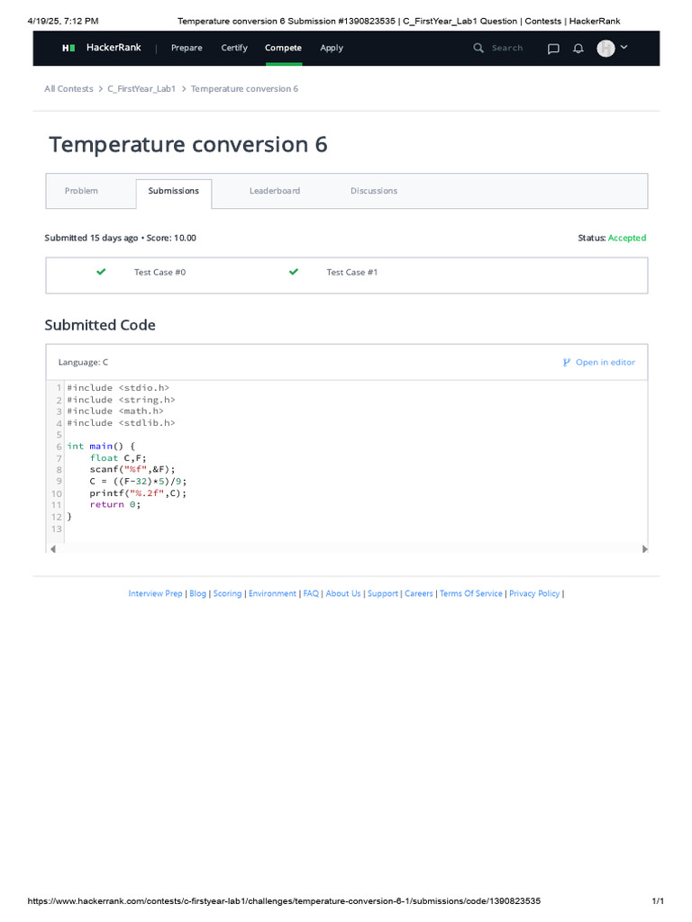 Temperature Conversion 6 | PDF