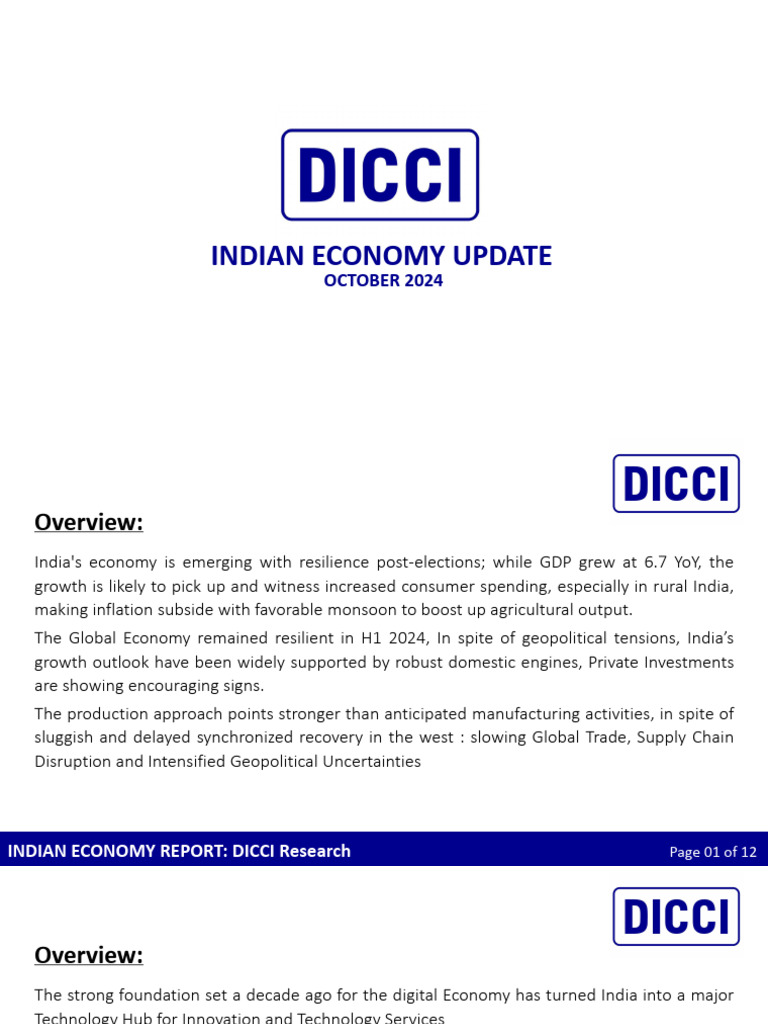 Indian Economy Update: October 2024 | PDF | Economy Of India | Fiscal Year