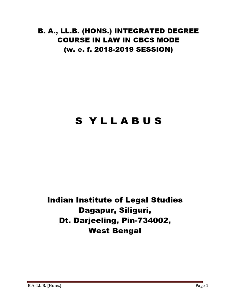 B.A. LL.B. (Hons.) Syllabus Overview | PDF | Jurisprudence | Justice