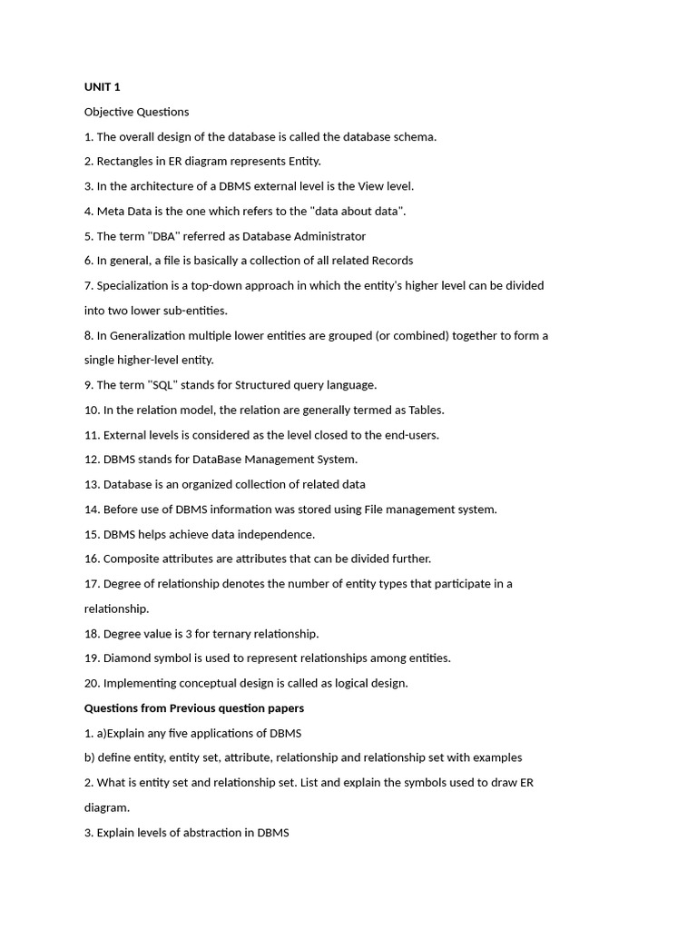 Question Bank Dbms (Mogu) | PDF | Relational Model | Databases