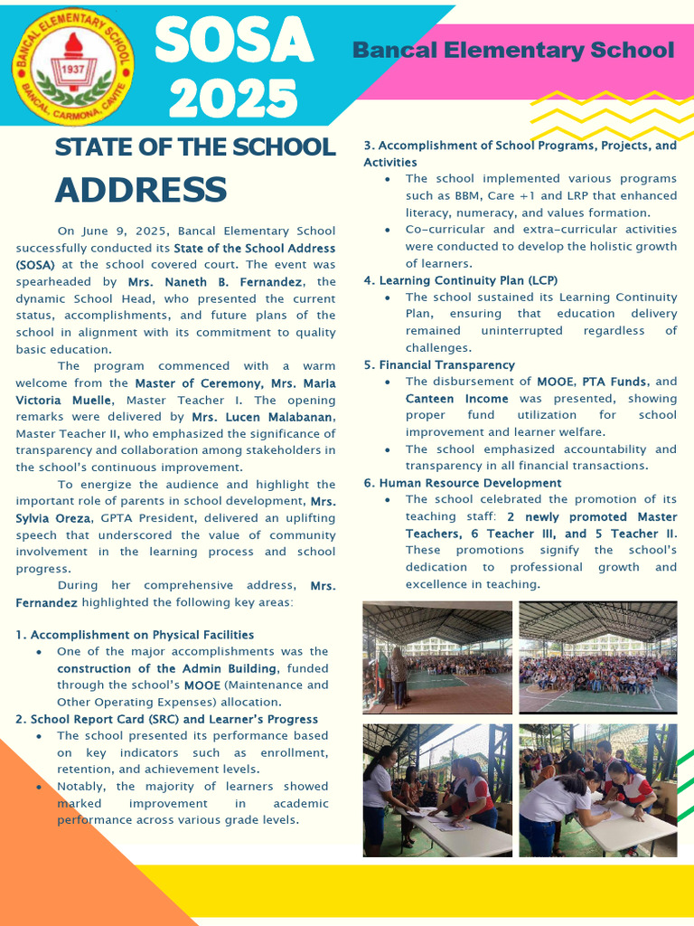 Bancal Elementary School SOSA 2025 Highlights | PDF | Learning