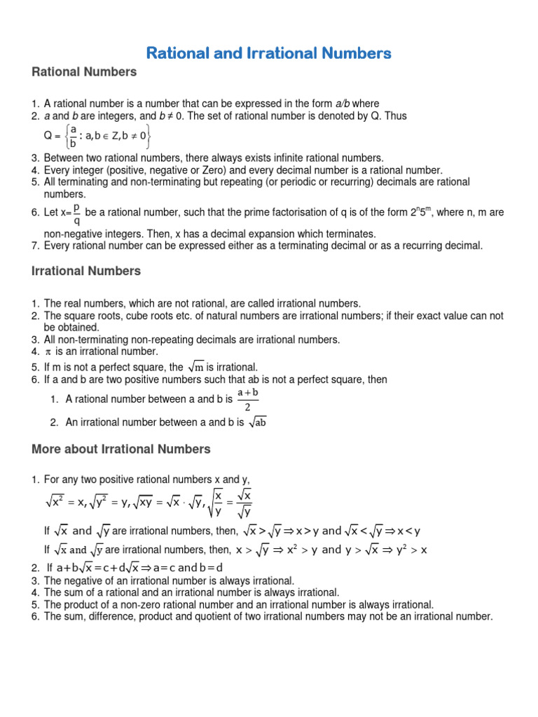 Rational and Irrational Numbers | PDF | Numbers | Rational Number
