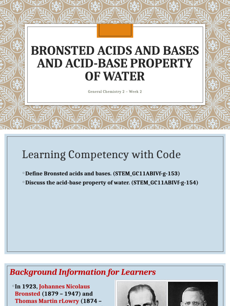 Bronsted-Acids and Bases: GenChem2 | PDF | Acid | Analytical Chemistry