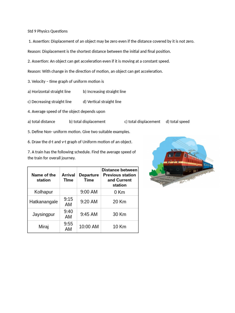 STD 9 Physics Questions | PDF