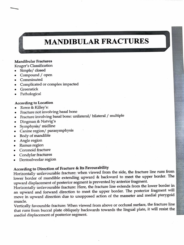 Mandibular Fractures Handouts 3 | PDF