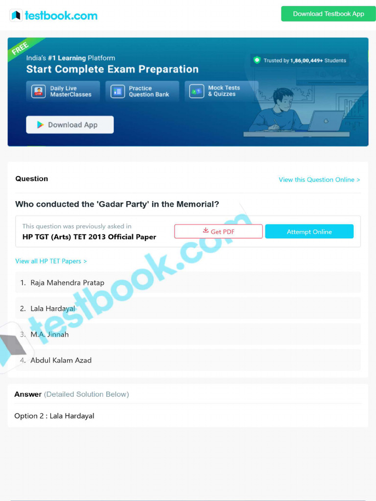 Who Conducted The Gadar Party in The Mem 615ec73c461be25a3f4e1fbf | PDF