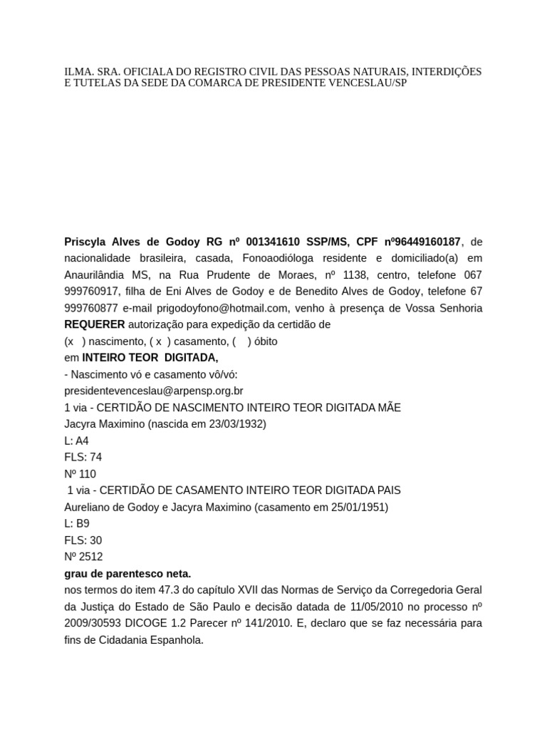 Requerimento Inteiro Teor Novo | PDF