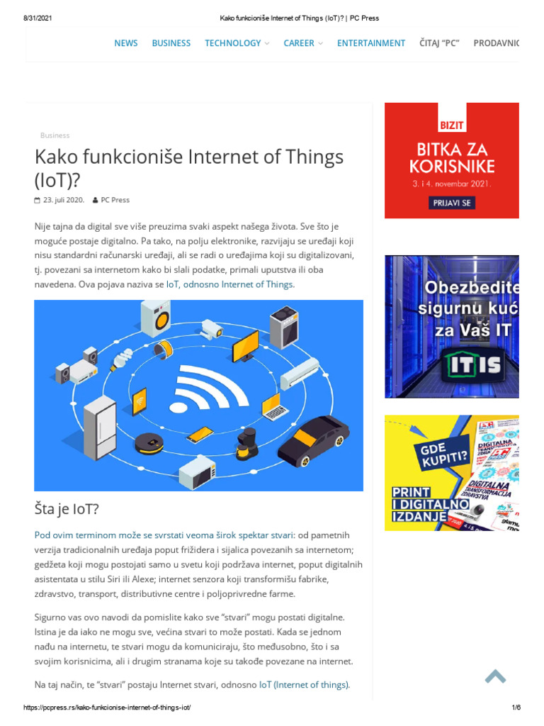 Kako Funkcioniše Internet of Things (IoT) - PC Press | PDF