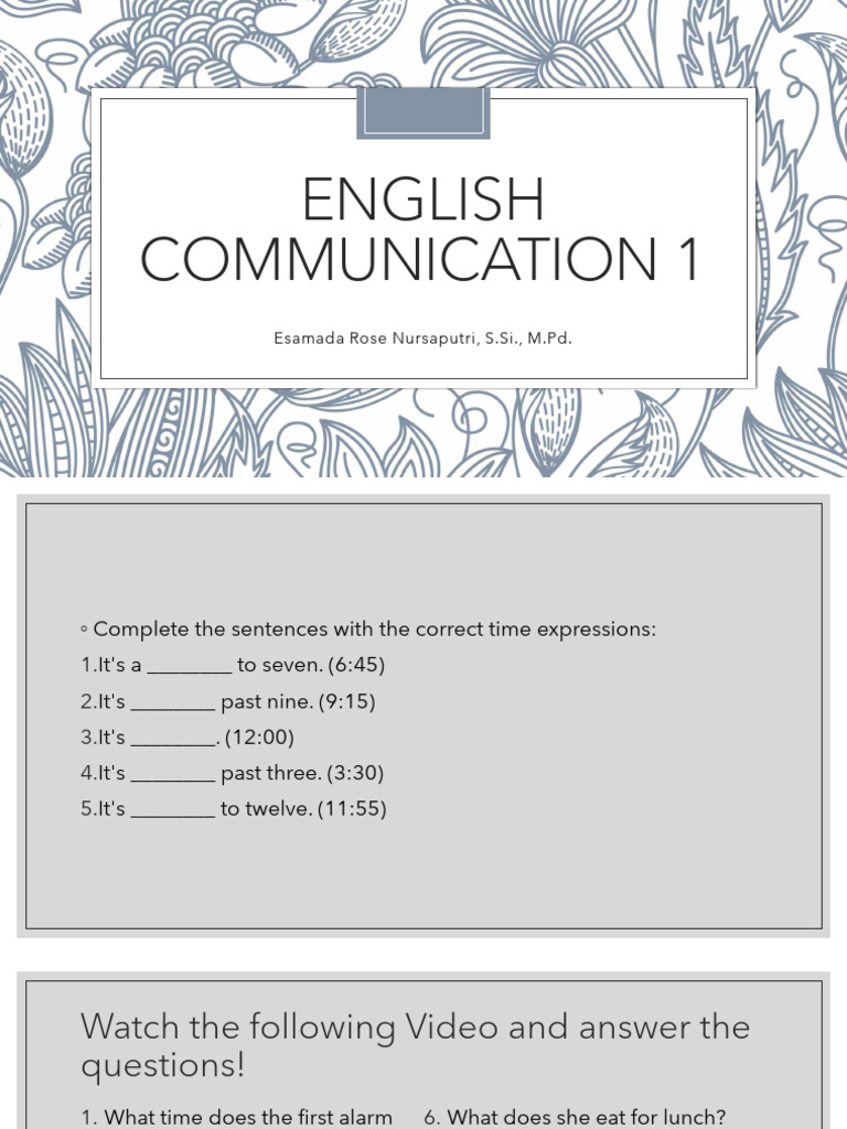 English Communication 1 - Telling Time 2 | PDF