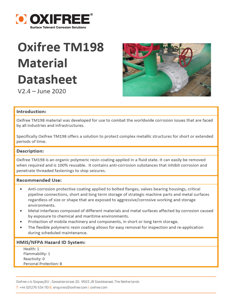 Oxifree TM198 Anti-Corrosion Coating | PDF | Corrosion | Materials