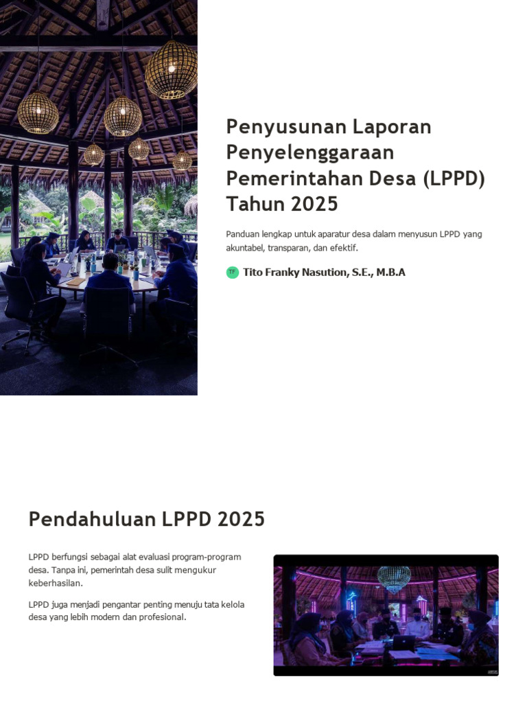Penyusunan Laporan Penyelenggaraan Pemerintahan Desa LPPD Tahun 2025 | PDF
