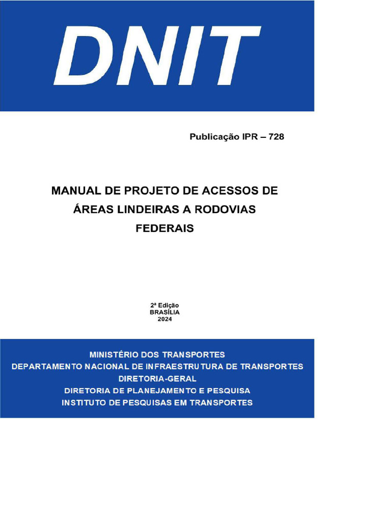 Manual DNIT de Projeto de Acessos | PDF | Tráfego | Rodovia
