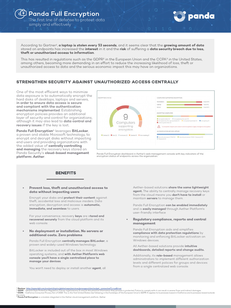 Panda Full Encryption Datasheet en | PDF | Encryption | Cloud Computing