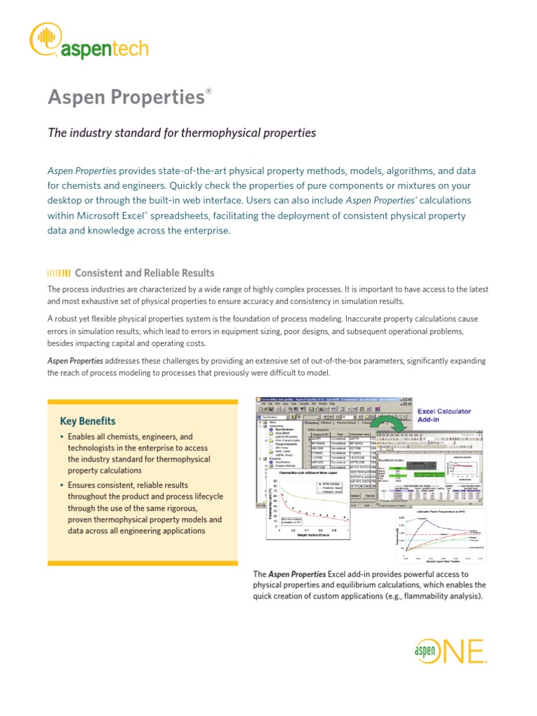 Aspen Properties Datasheet | PDF | Microsoft Excel | Solubility