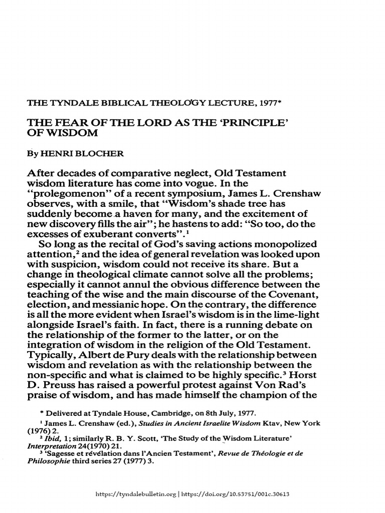 The Fear of The Lord As The Principle of Wisdom | PDF | Wisdom | Book ...