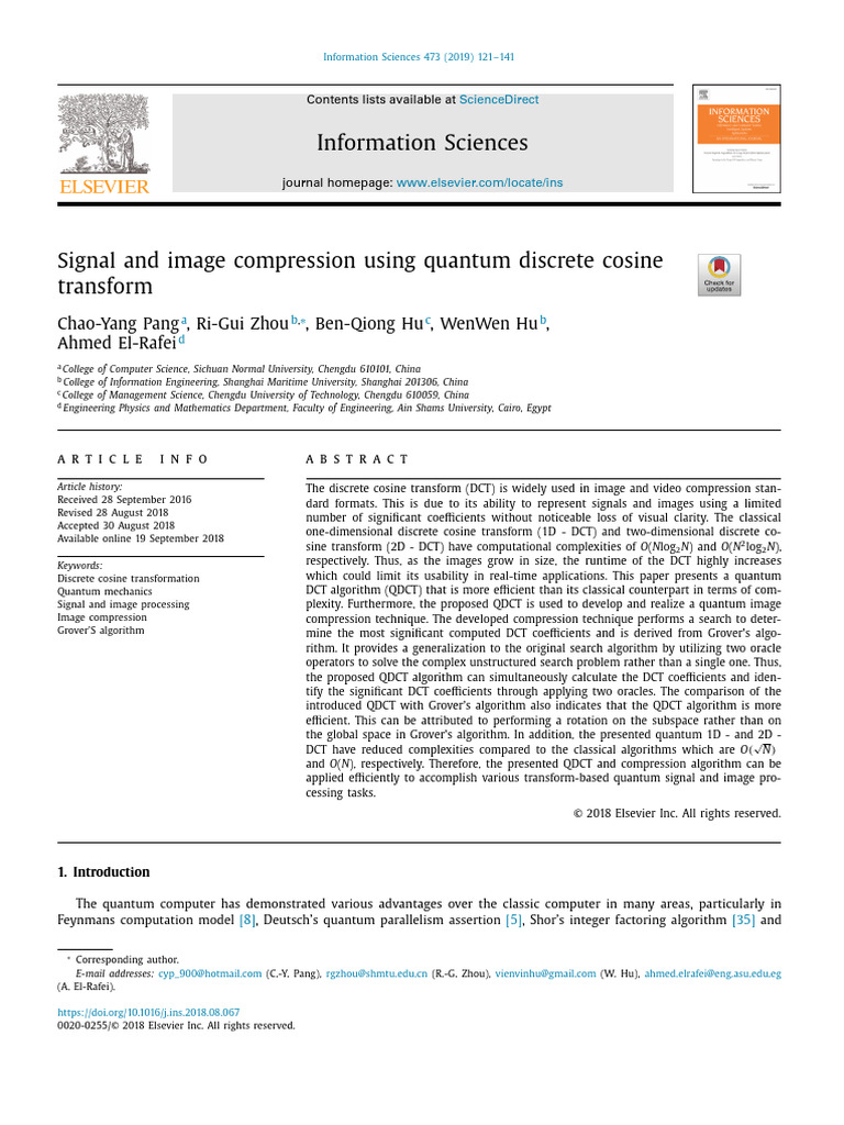 Signal and Image Compression Using Quantum Discrete Cos 2019 ...