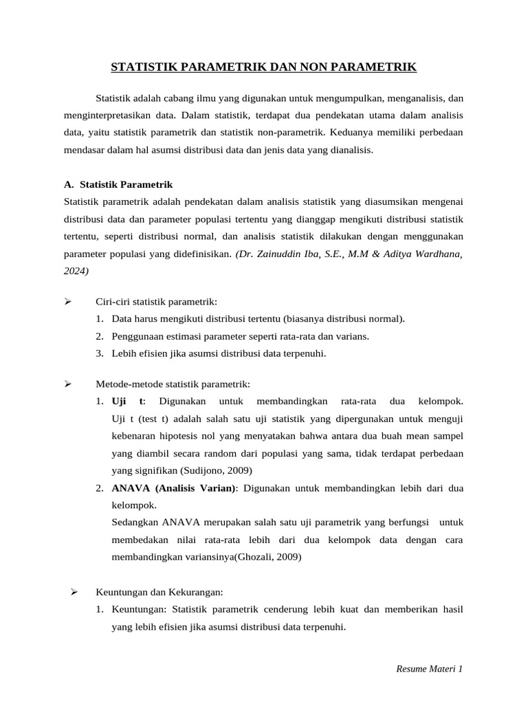 Perbandingan Statistik Parametrik vs Non-Parametrik | PDF