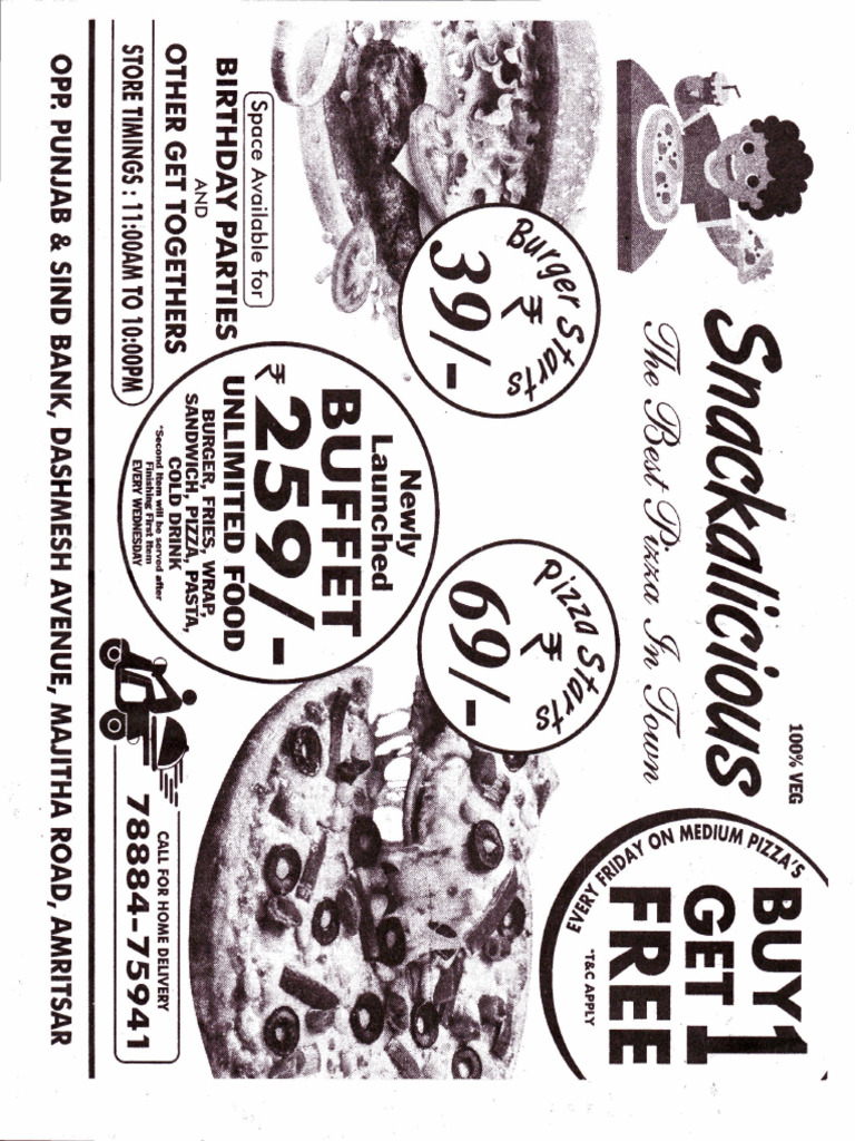 Snackalicious - PIZZA Menu | PDF