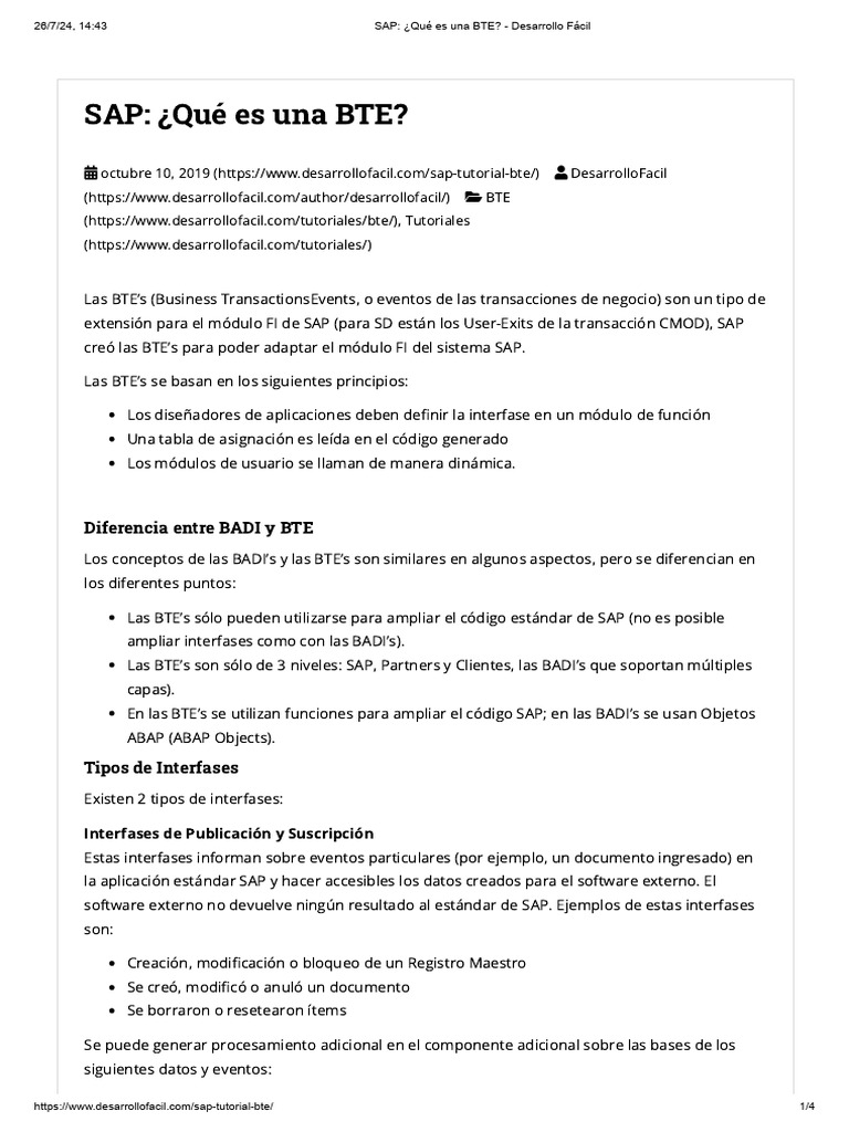 SAP - ¿Qué Es Una BTE - Desarrollo Fácil | PDF | Software | Ciencias de la Computación