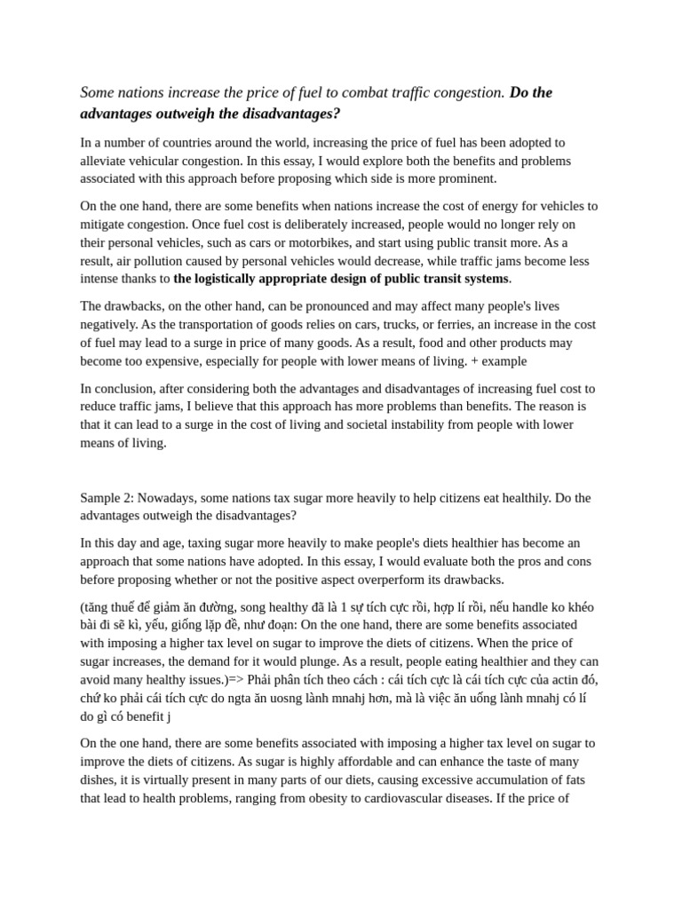 Sample For Outweigh Pros and Cons | PDF | Cost Of Living | Traffic ...