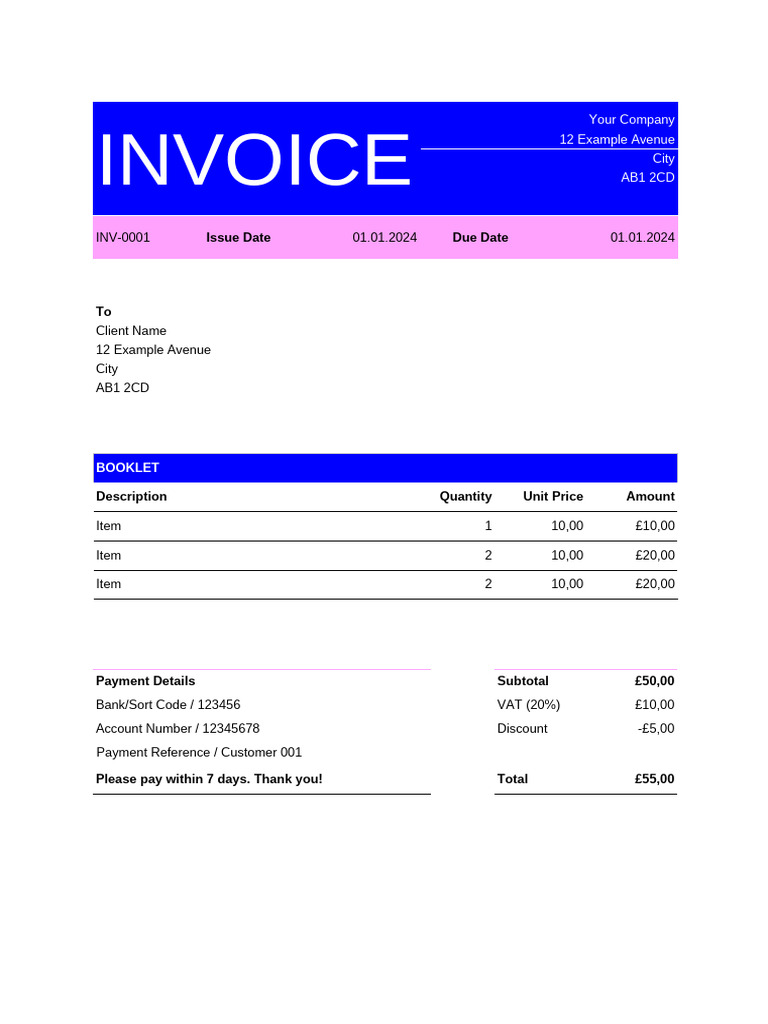 Invoice Template LP en Uk Word Template 3 | PDF