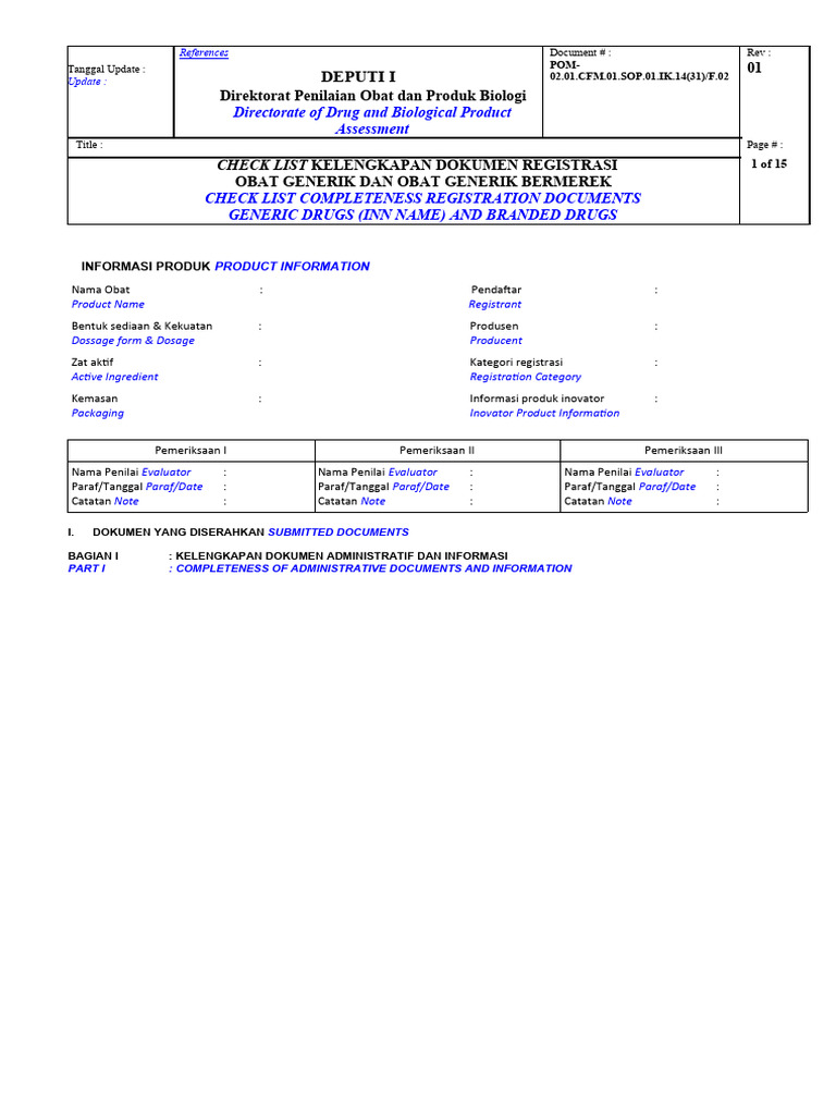 CHECKLIST REG Drug | PDF